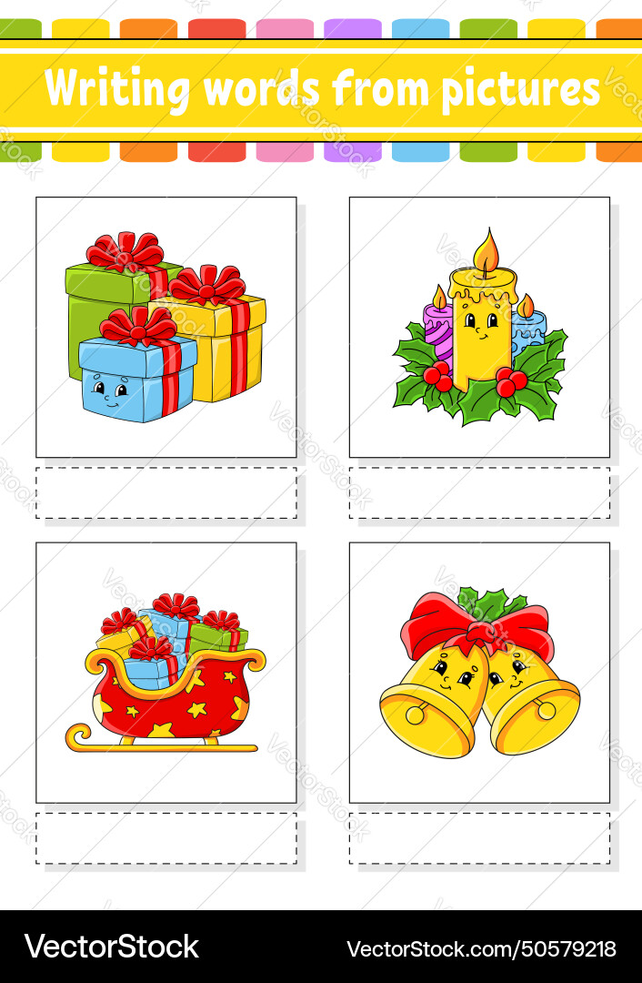 Writing words from pictures learn english Vector Image