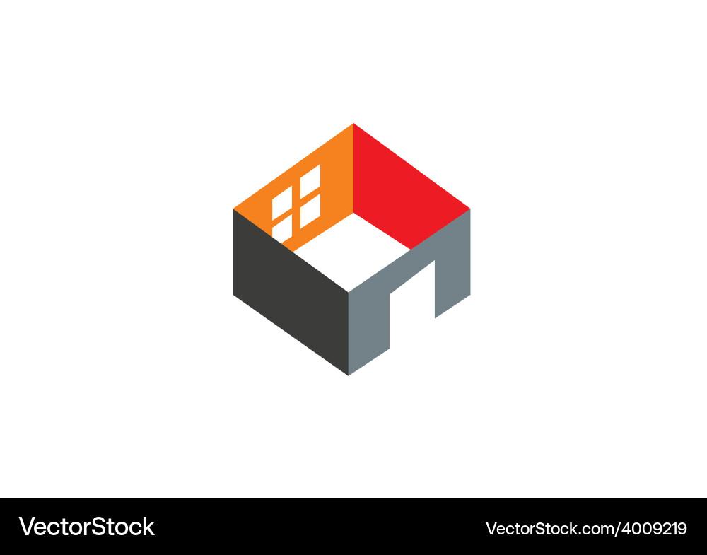 3d home construction interior logo Royalty Free Vector Image