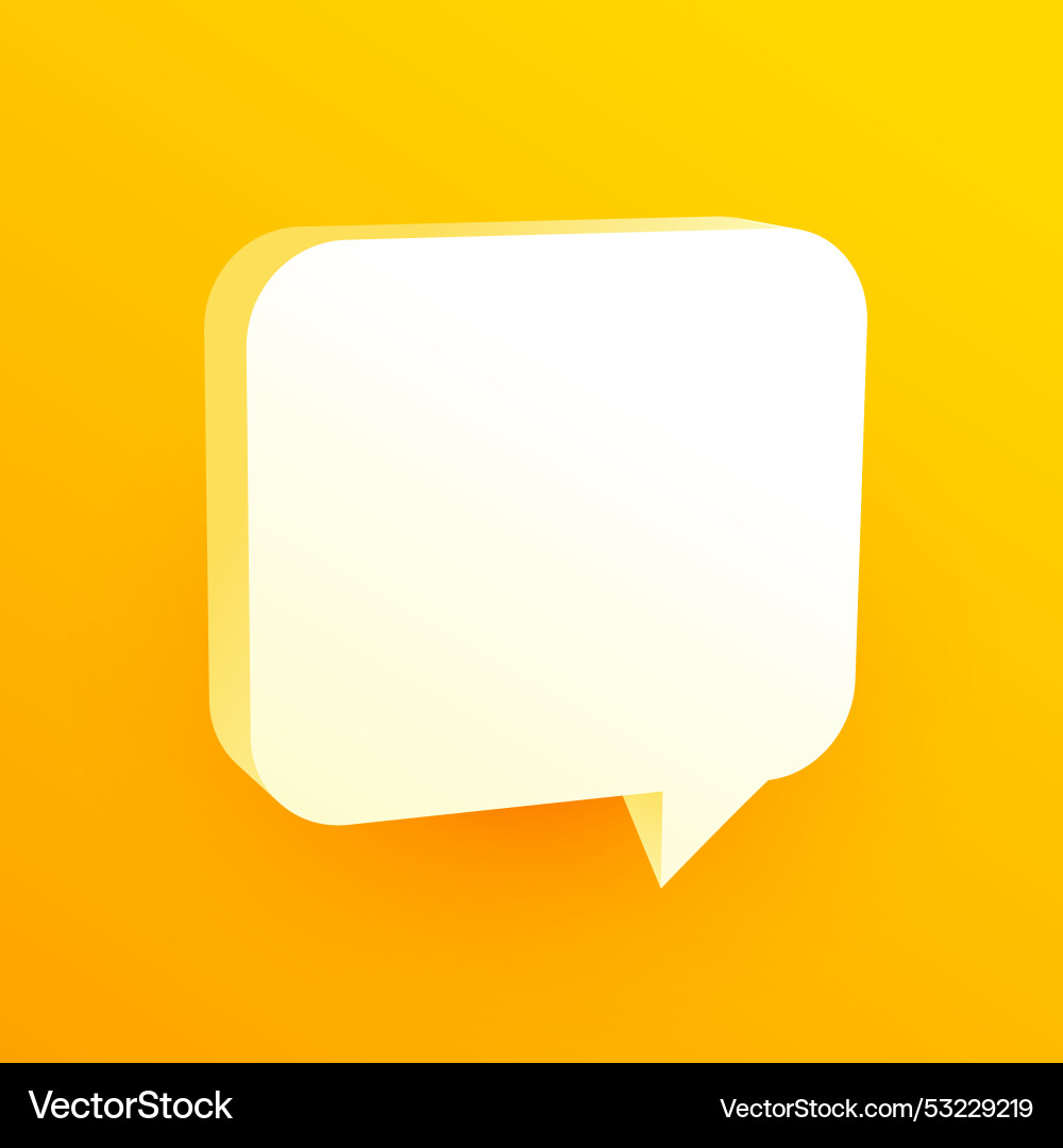 3d style web chat box yellow template Royalty Free Vector