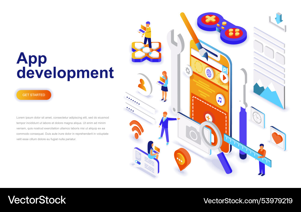 App development modern flat design isometric Vector Image