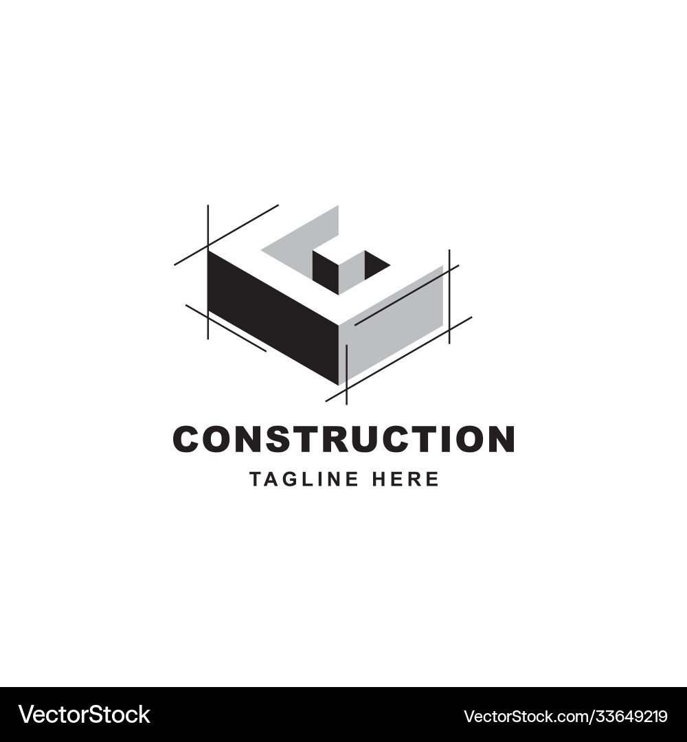 Construction logo design with letter g shape icon Vector Image