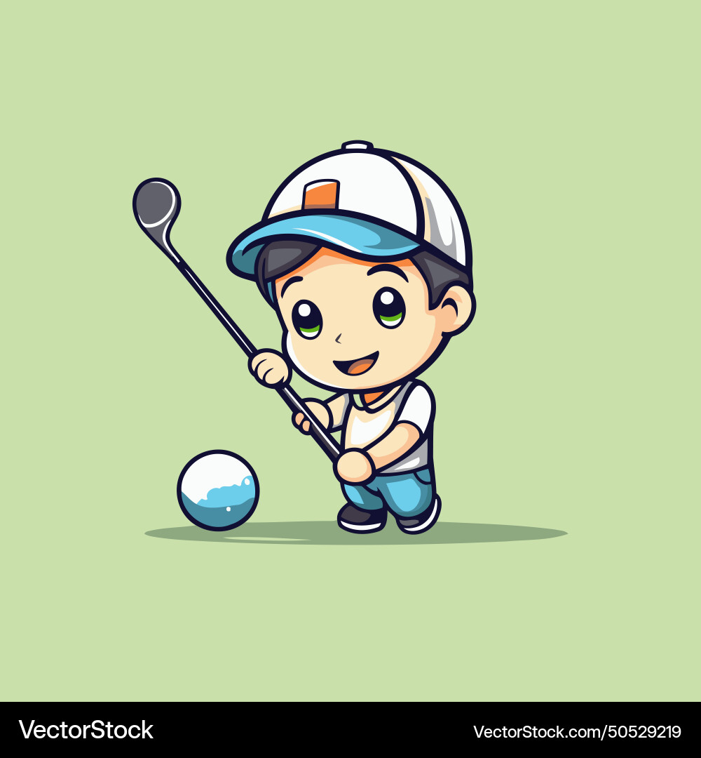Golf player cartoon character design cute boy – Royalty-Free Vector ...