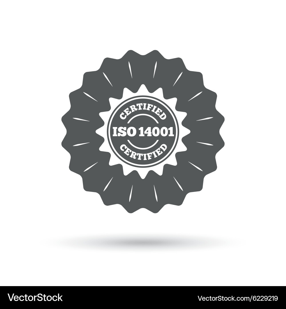 Iso 14001 certified sign certification stamp Vector Image