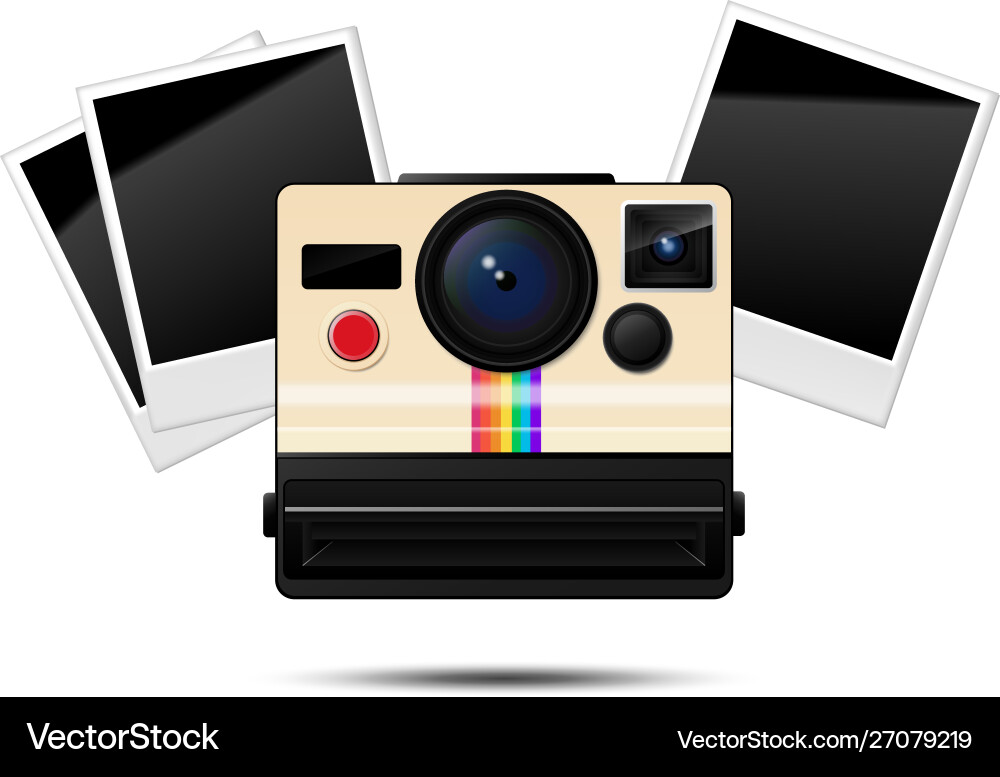 Retro instant camera and blank photo frames Vector Image
