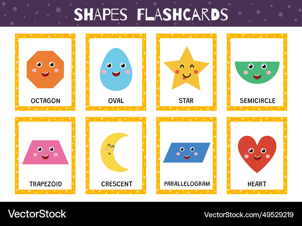 Shapes flashcards collection for kids Royalty Free Vector
