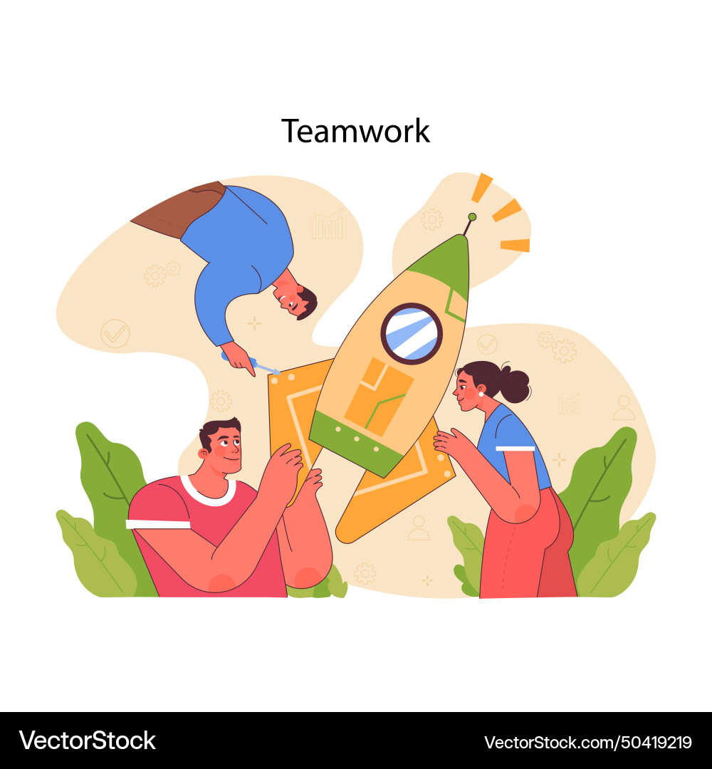 Teamwork concept flat Royalty Free Vector Image