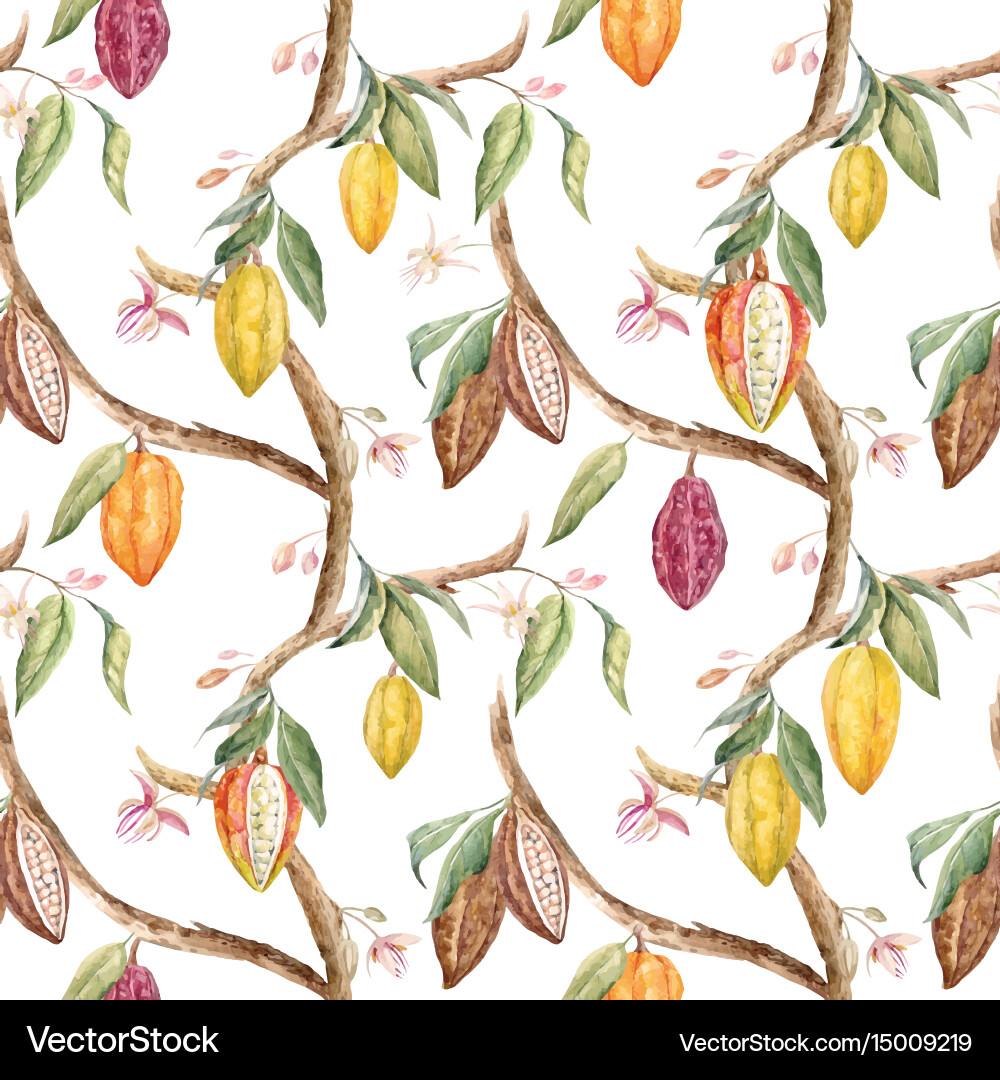Watercolor cocoa pattern Royalty Free Vector Image