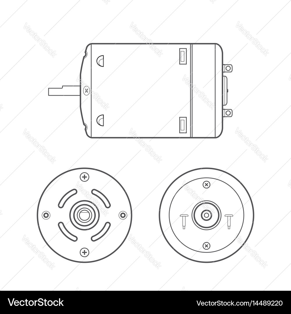 Electric motor outline Royalty Free Vector Image