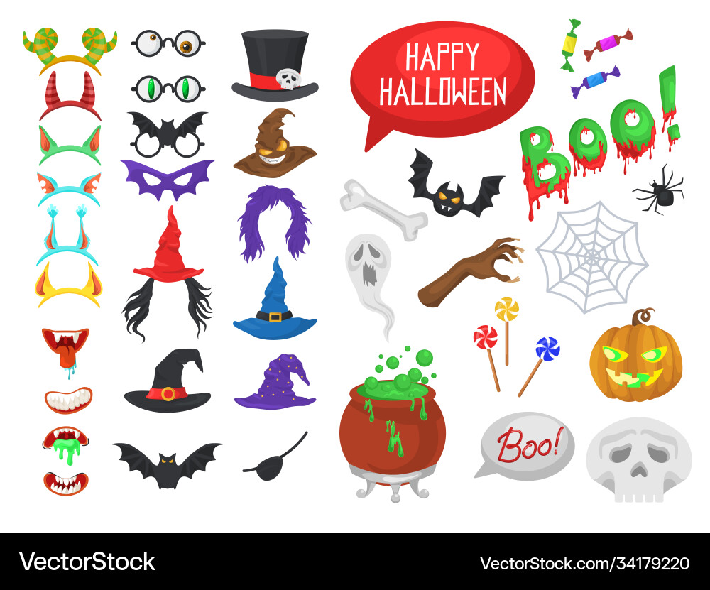 Halloween Photo Booth Props & Masks Royalty Free Vector