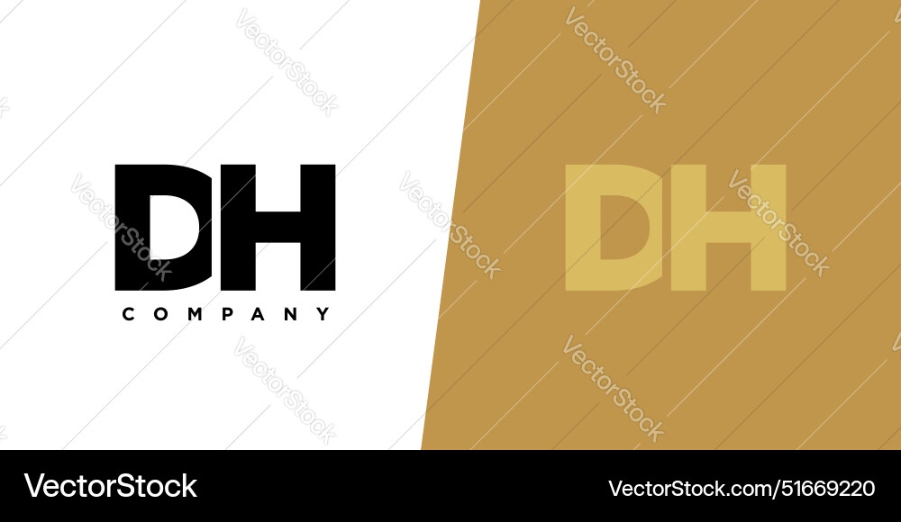 Letter d and h dh logo design template minimal Vector Image
