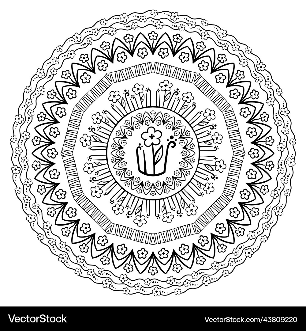 Mandala with forget-me-not flower Royalty Free Vector Image