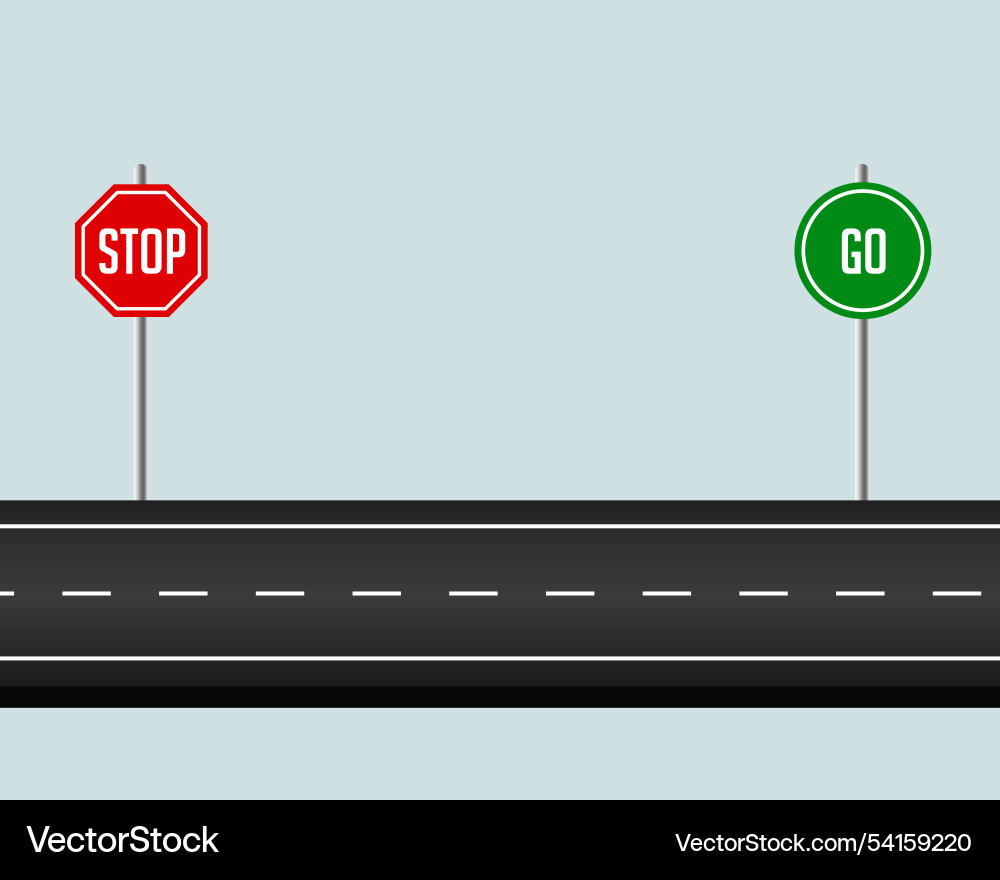 Road pathway with stop and go sign Royalty Free Vector Image