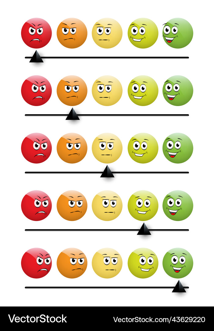 Smile slider rating flat set Royalty Free Vector Image