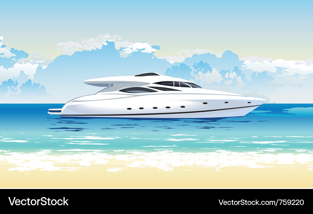 Speed boat on seashore daylight Royalty Free Vector Image