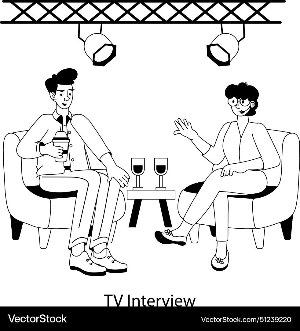 Tv interview Royalty Free Vector Image - VectorStock