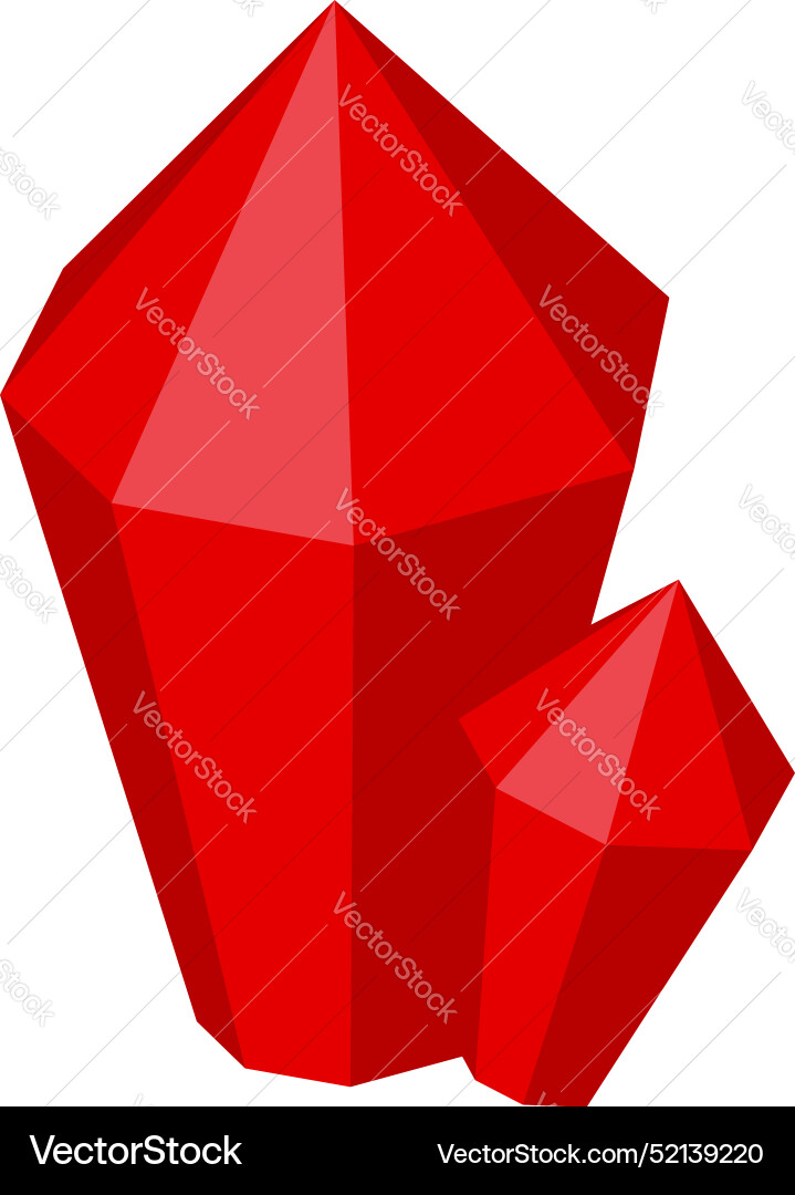 Two red crystals standing on white background Vector Image