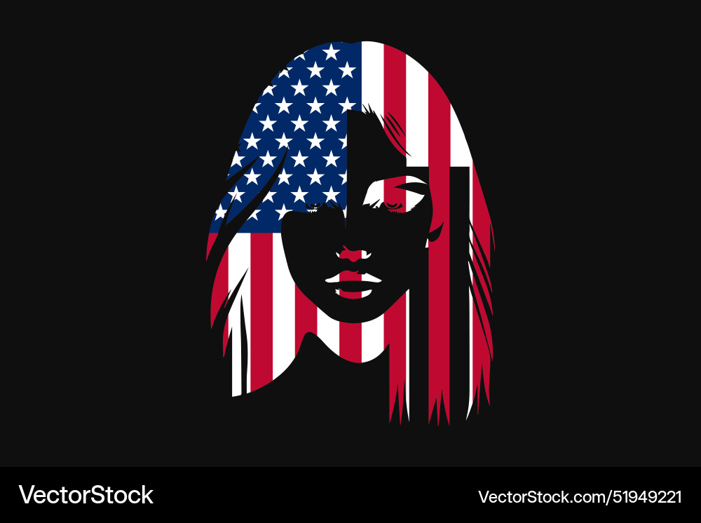 American flag and girls shape Royalty Free Vector Image