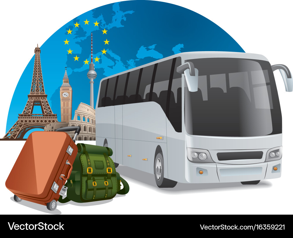 Bus tour in europe Royalty Free Vector Image - VectorStock