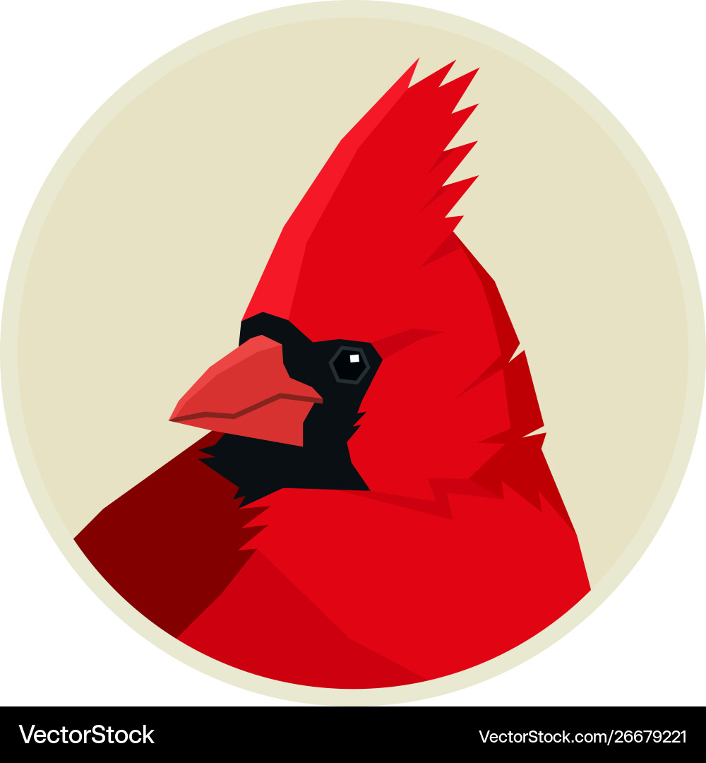 Cardinal bird round frame Royalty Free Vector Image