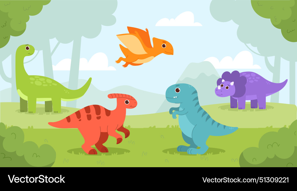Dinosaurs world concept Royalty Free Vector Image