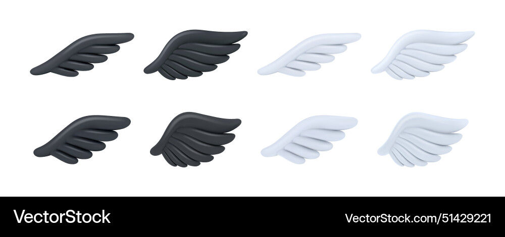 Fantasy character wings with feathers Royalty Free Vector
