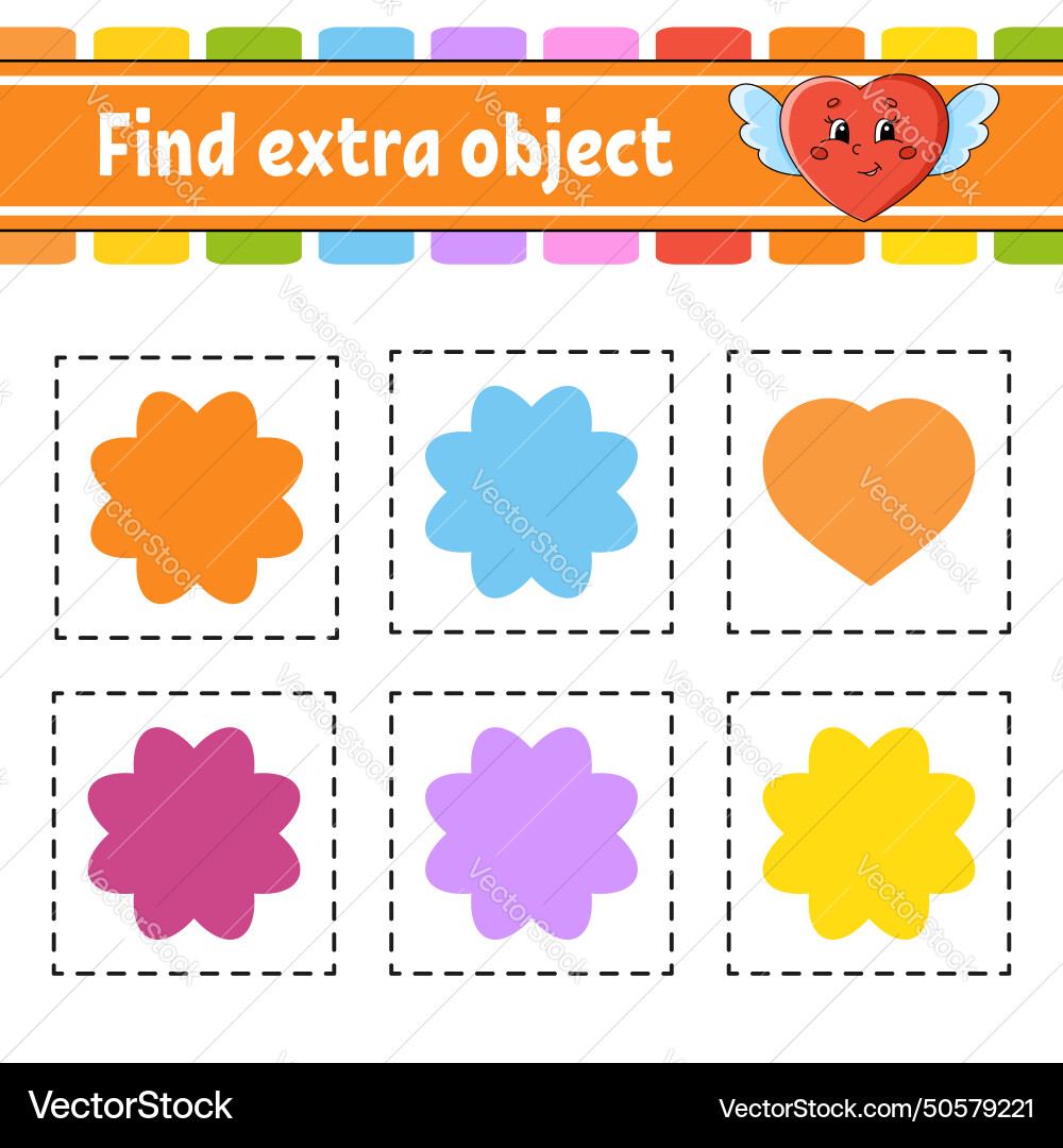 Find extra object educational activity worksheet Vector Image