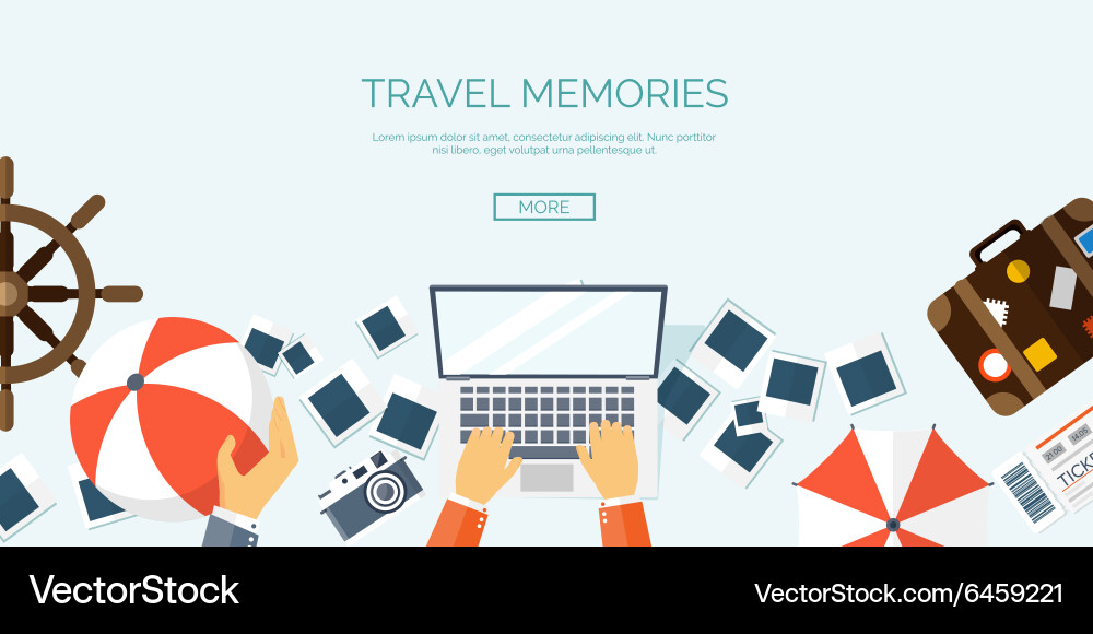 Flat travel background summer holidays vacation Vector Image