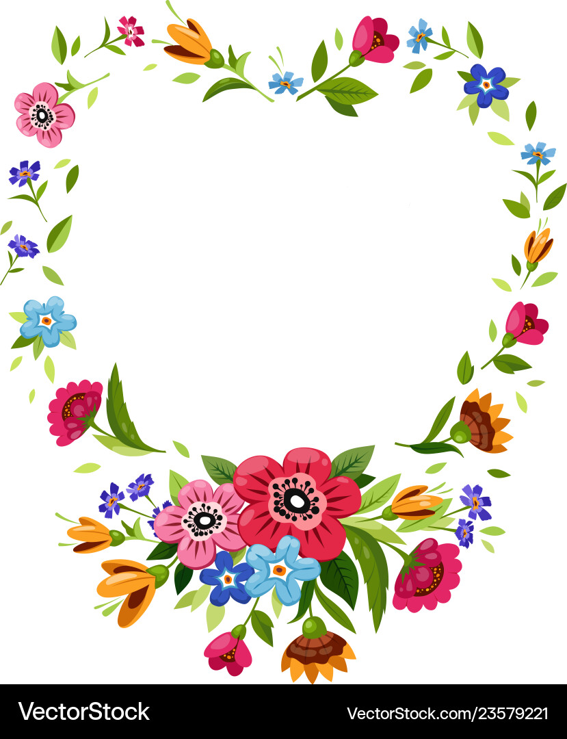 Flower frame in heart shape symbol of romantic Vector Image