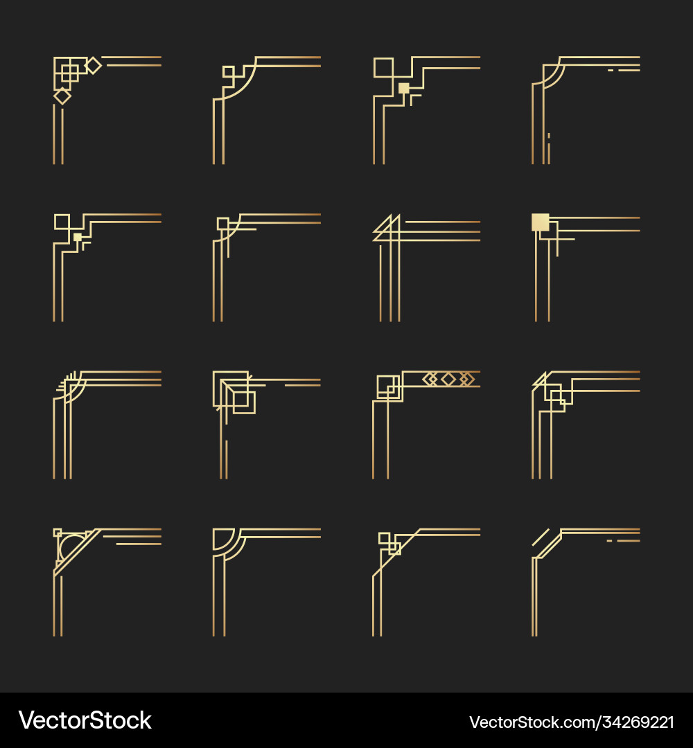 Gold retro frames style 1920s collection Vector Image