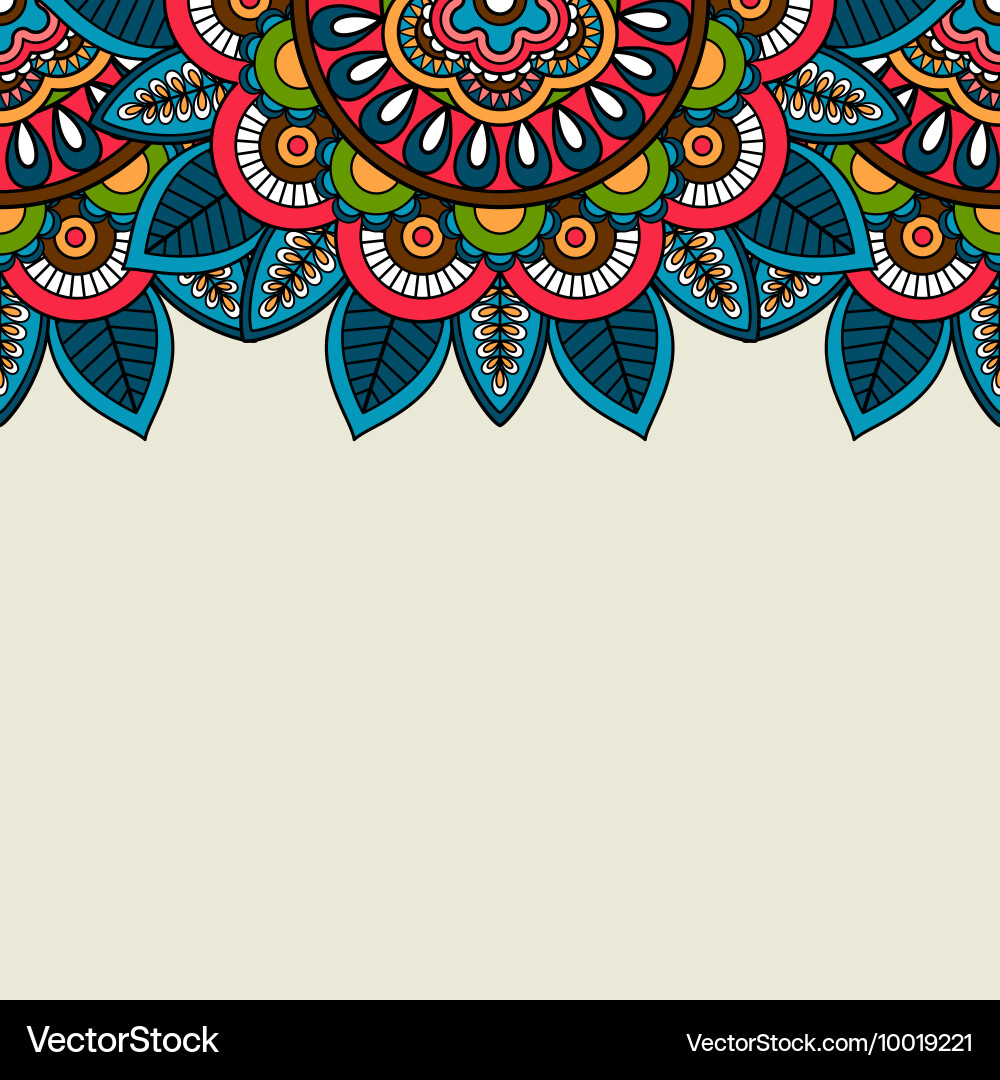 Indian doodle floral colored border Royalty Free Vector