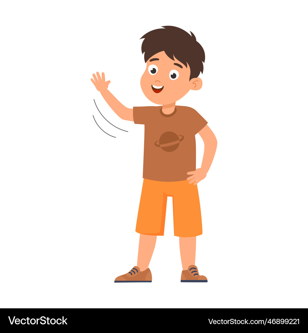 Kids touching shows his hand Royalty Free Vector Image