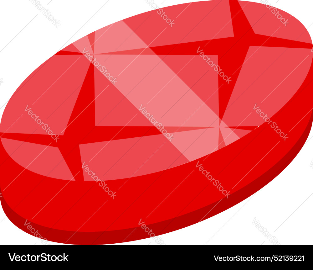 Red oval ruby gemstone shining brightly Royalty Free Vector