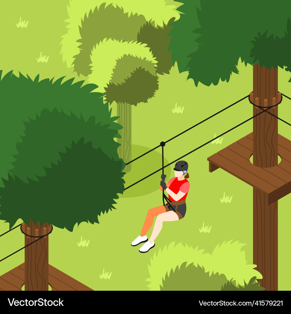 Rope park isometric background Royalty Free Vector Image