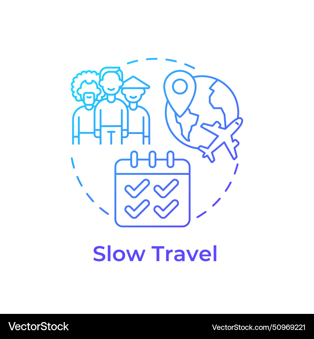 Slow travel blue gradient concept icon Royalty Free Vector