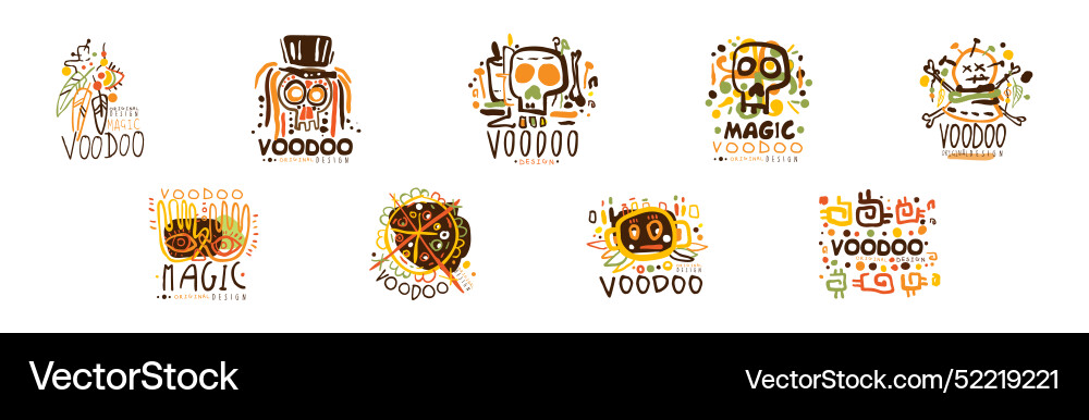 Voodoo original design logo and label collection Vector Image