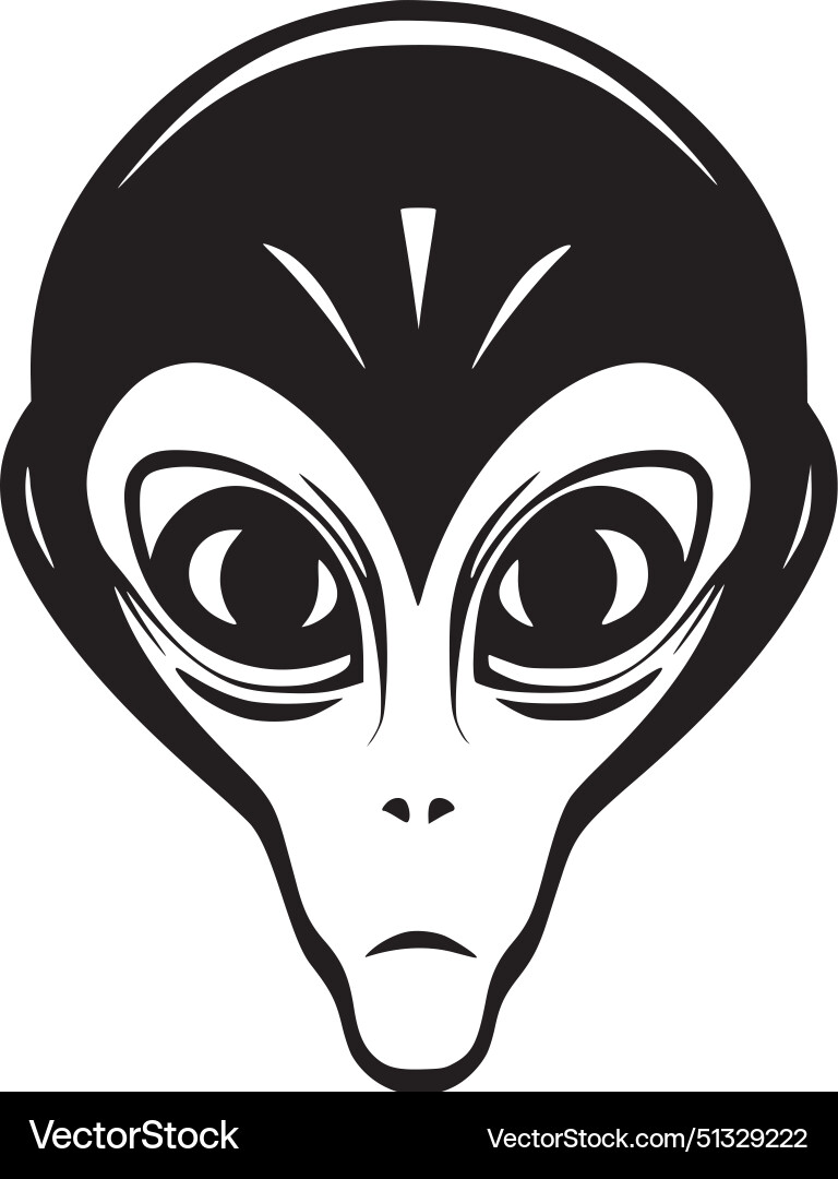 Alien - black and white Royalty Free Vector Image