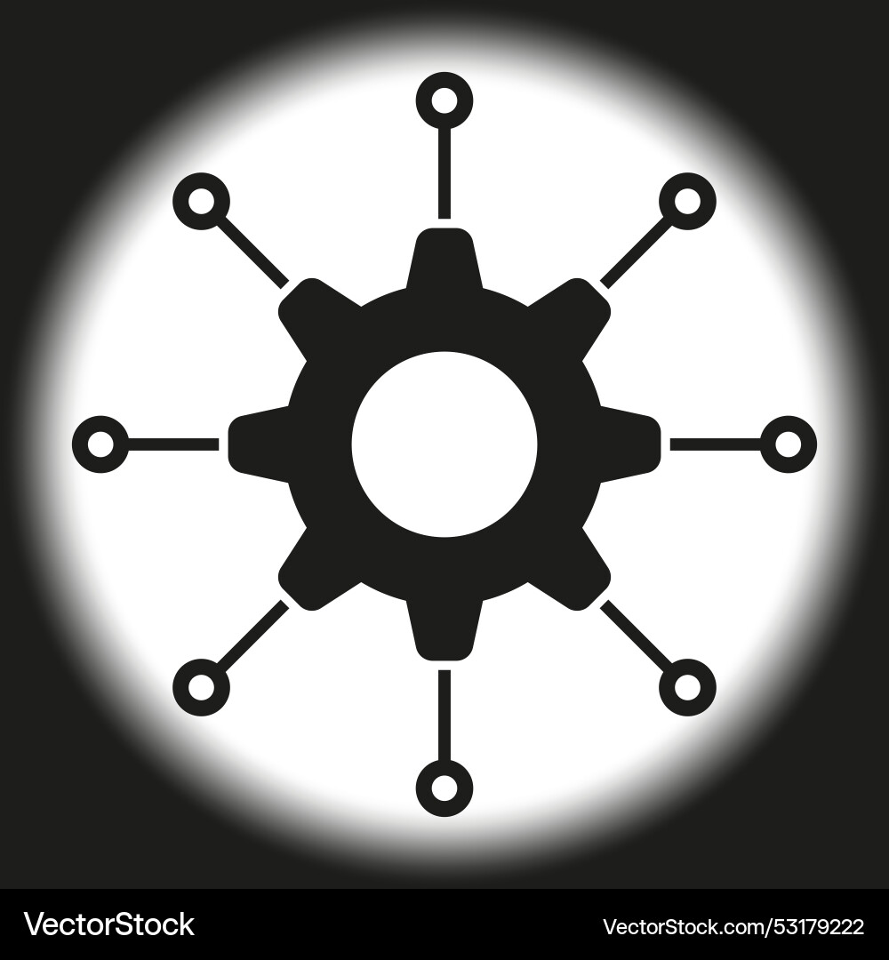 Centralized network gear icon hub and spoke model Vector Image