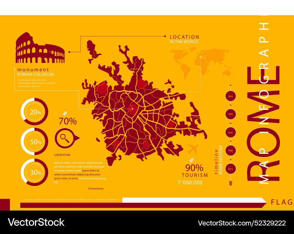 Flat rome map infographics Royalty Free Vector Image