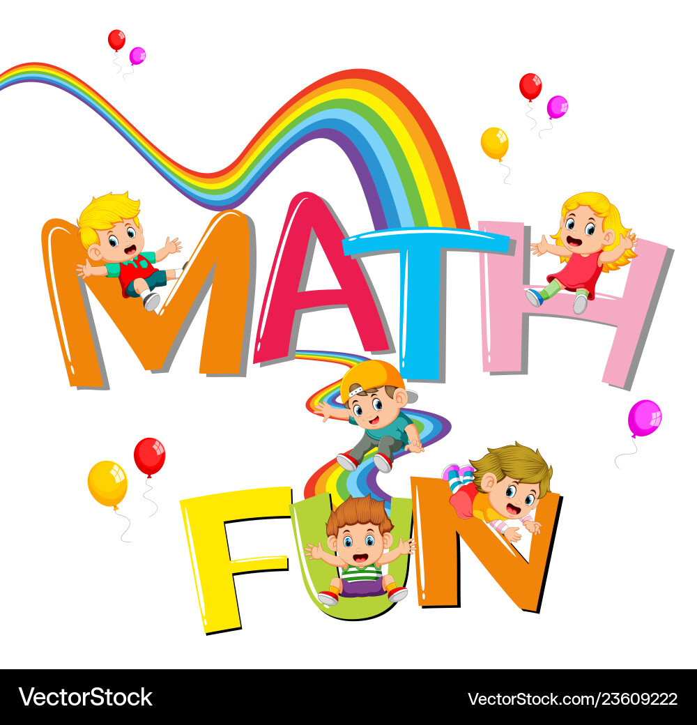 Font design for word math is fun with kids sliding