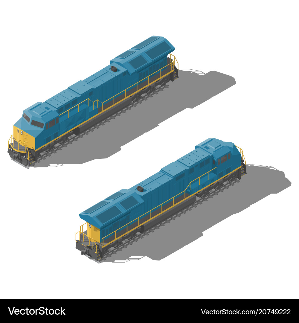 Freight diesel locomotive isometric low poly icon Vector Image