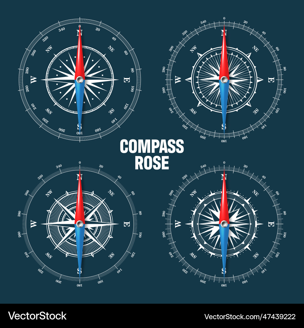 Marine compass nautical wind rose with cardinal Vector Image
