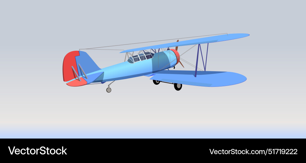 Motor retro plane flies in the sky Royalty Free Vector Image
