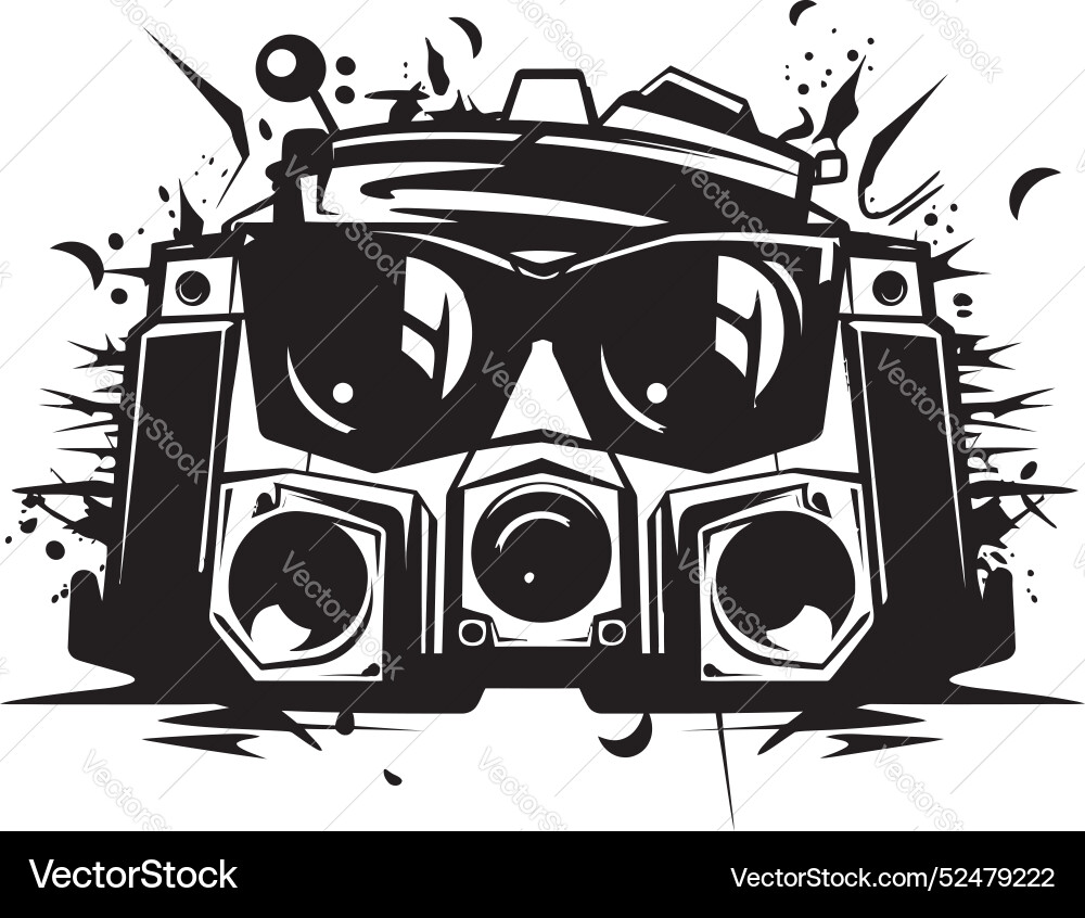 Retro rhythms boombox logo bass blast iconic Vector Image