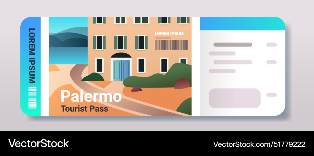 Travel ticket design with a scenic coastal Vector Image