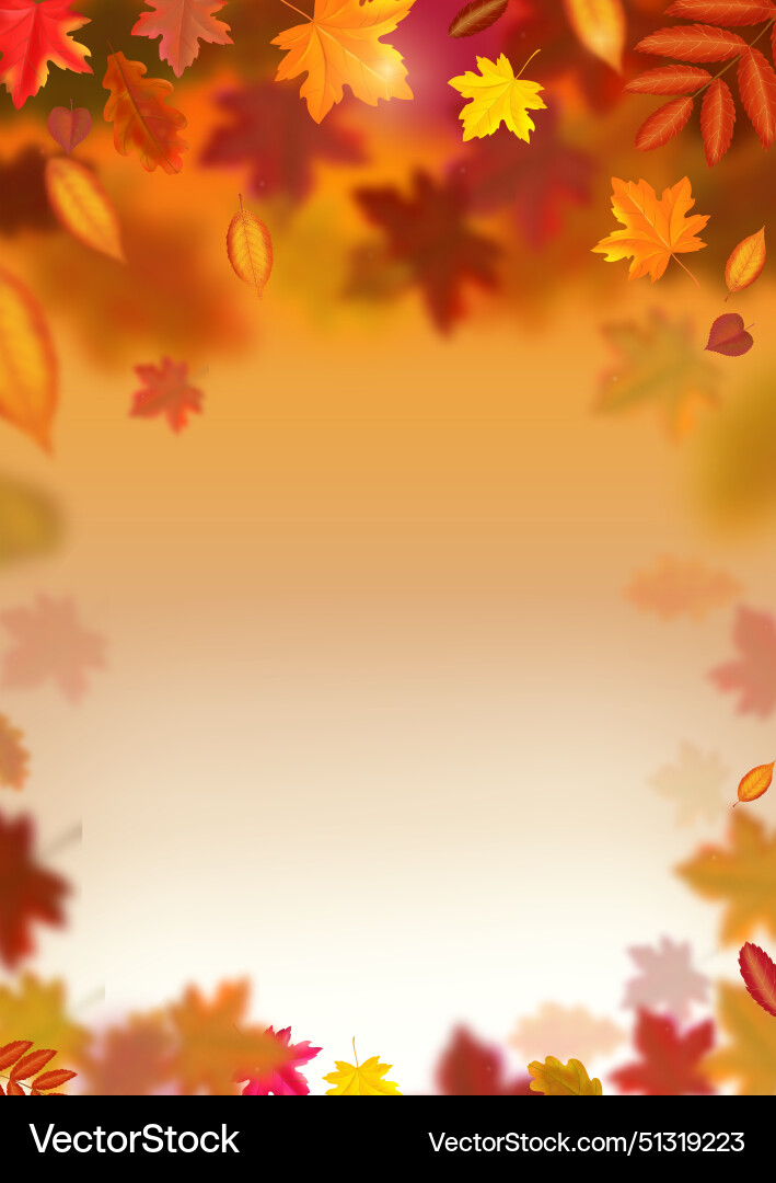 Autumn falling leaves background vertical banner Vector Image