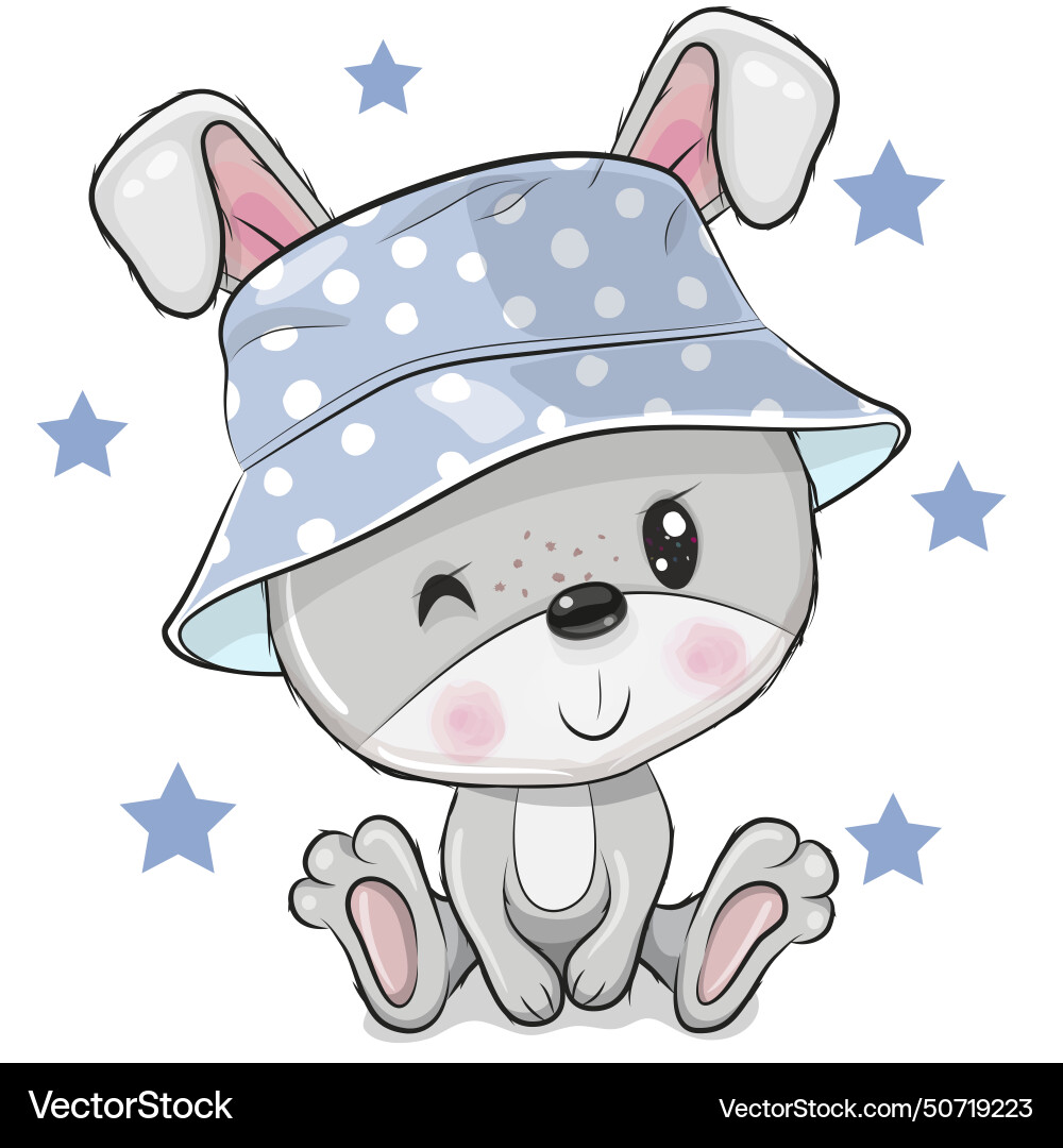 Cartoon rabbit in panama hat isolated on a white Vector Image