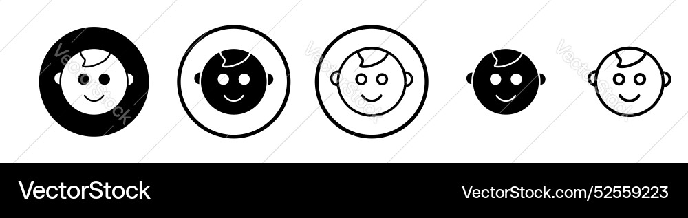 Child face icon set on white background Royalty Free Vector