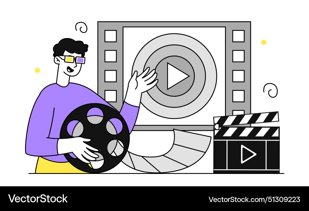 Film director with reel simple Royalty Free Vector Image