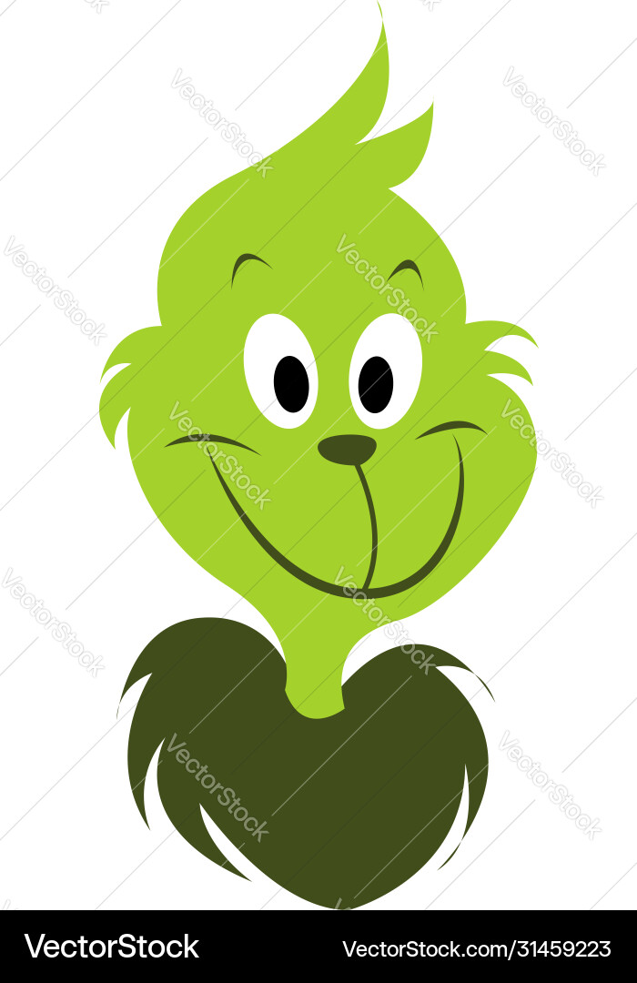 Green grinch on white background Royalty Free Vector Image