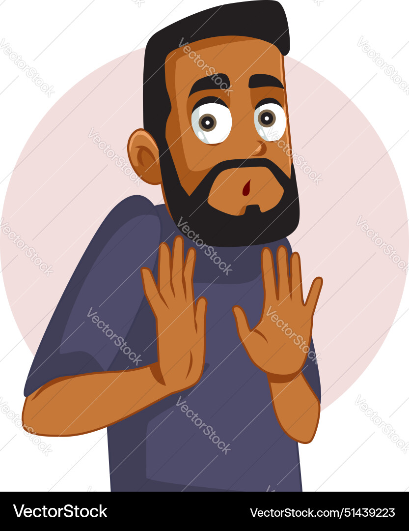 Man saying no defending himself cartoon Royalty Free Vector